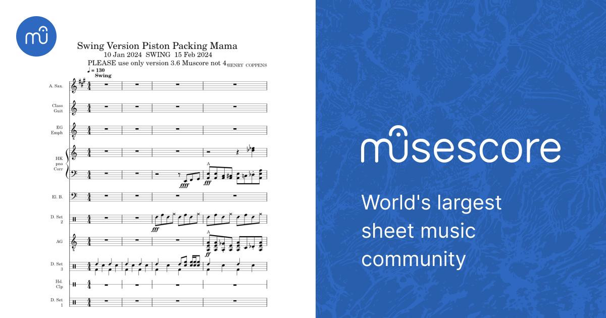 Swing Version Piston Packing Mama Sheet music for Piano, Saxophone alto ...