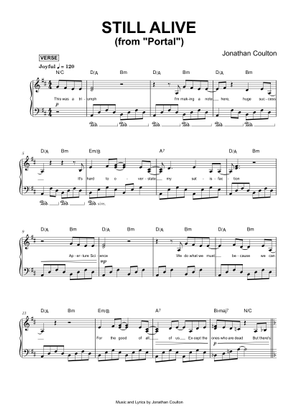 Play Official version of Still alive Sheet Music by Jonathan Coulton ...