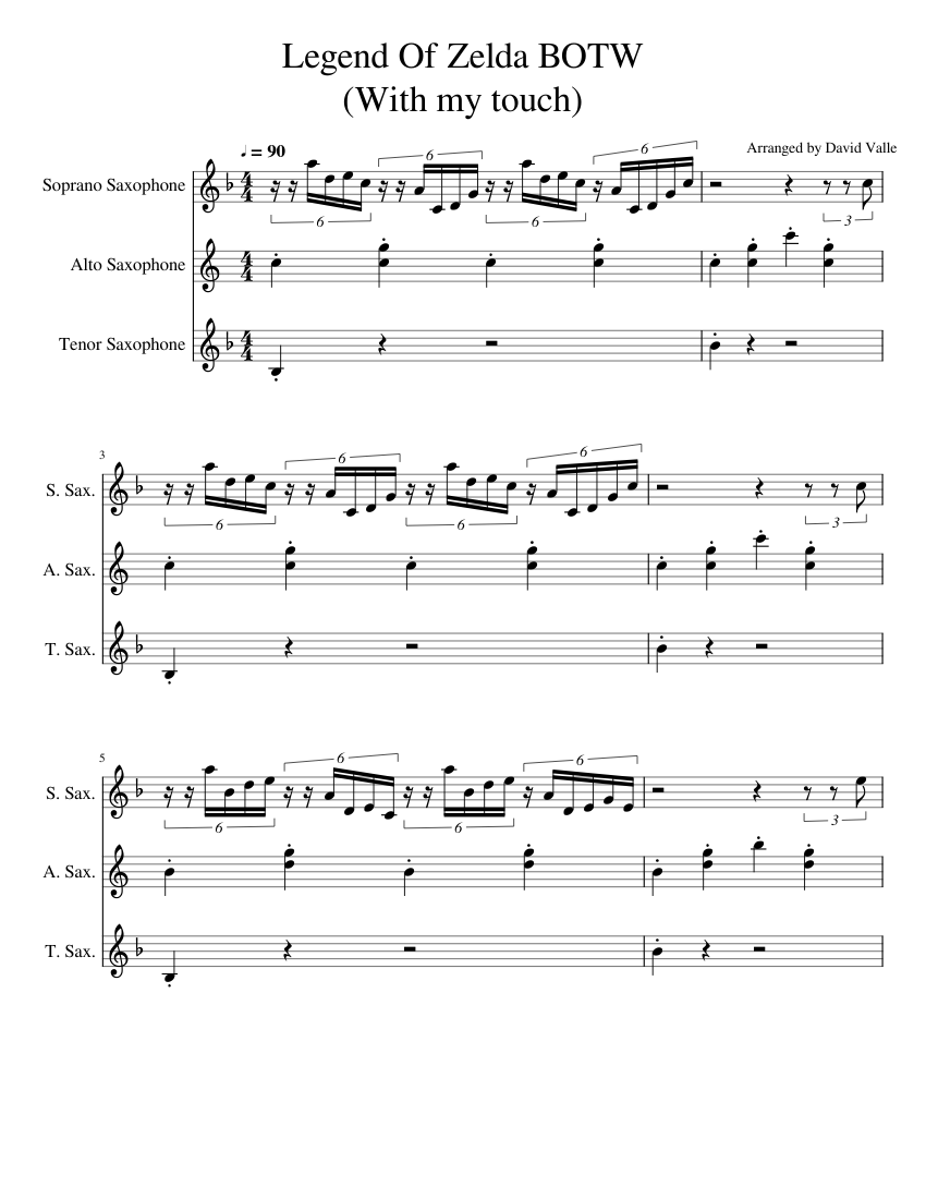 Legend Of Zelda BOTW Sheet music for Saxophone alto, Saxophone tenor, Saxophone soprano ...