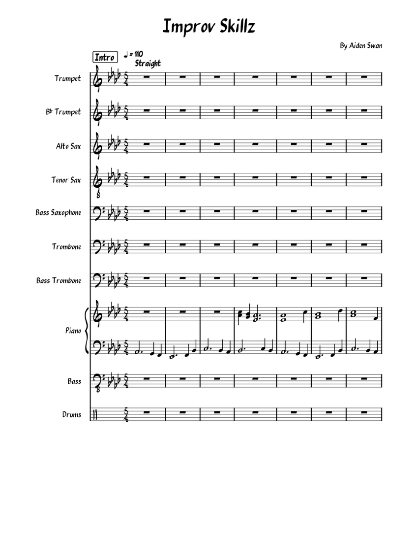 Improv Skillz Sheet music for Piano, Trombone, Trombone bass, Saxophone ...