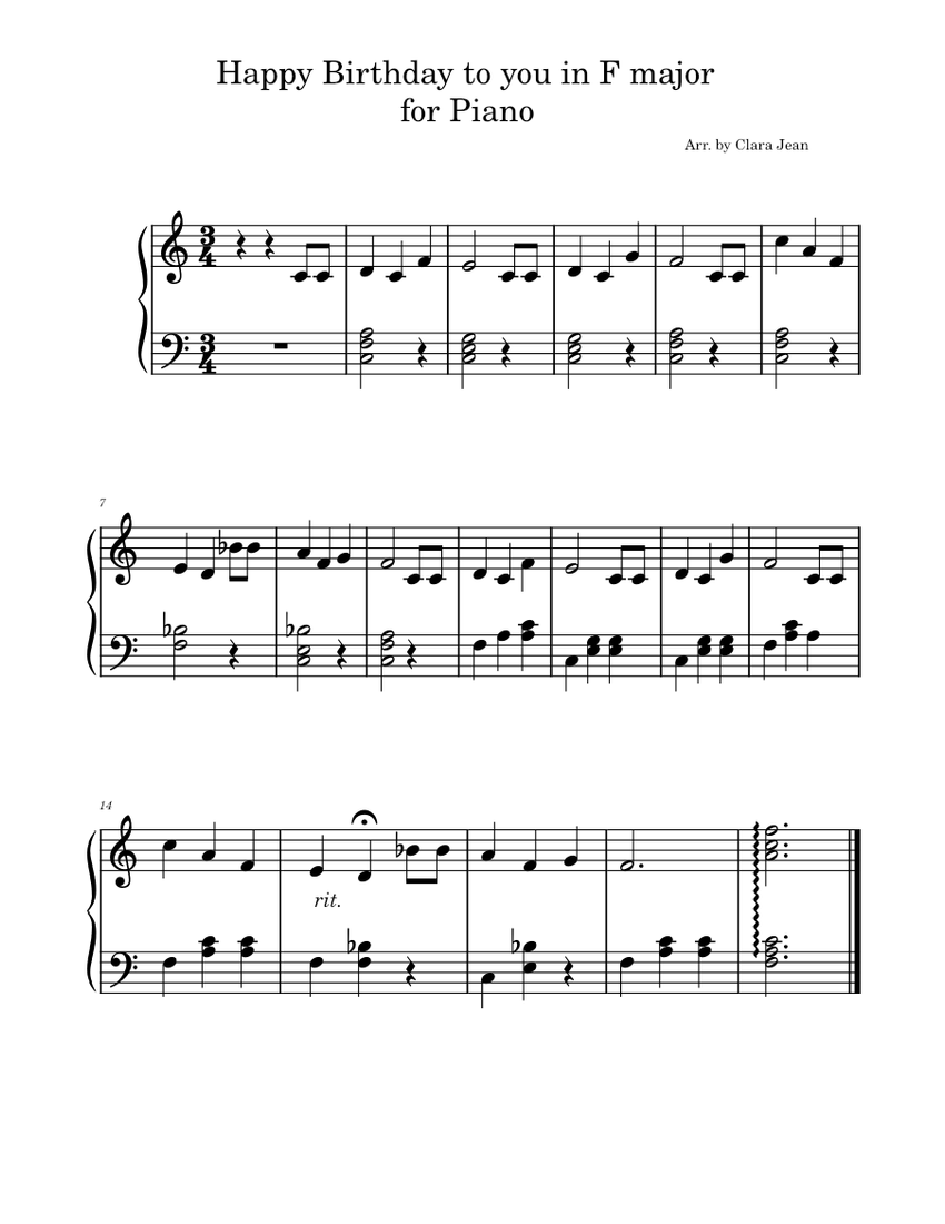 Happy Birthday to You – Misc Traditional (F Major) Sheet Music for ...