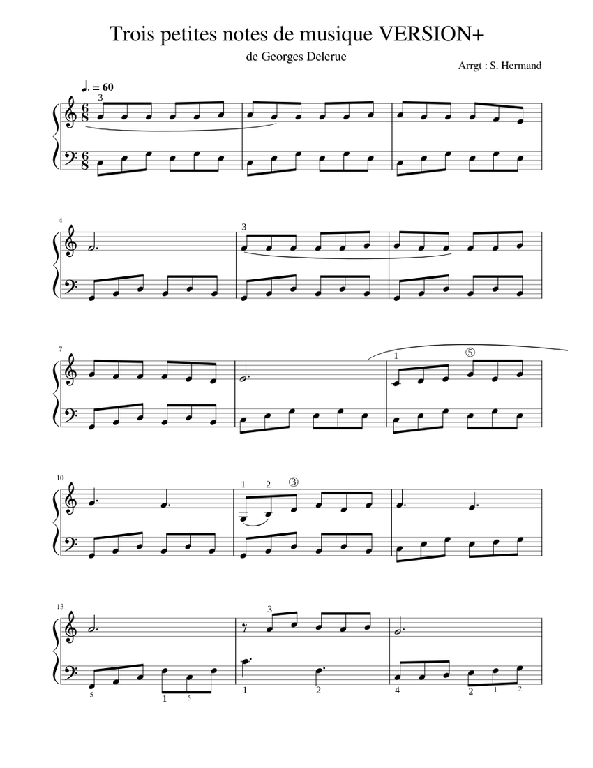Trois petites notes de musique V3 Sheet Music for Piano (Solo) Easy ...