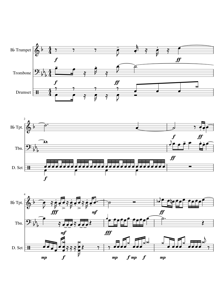 Twisty Wicked Shrimp Sheet music for Trombone, Trumpet in b-flat, Drum ...