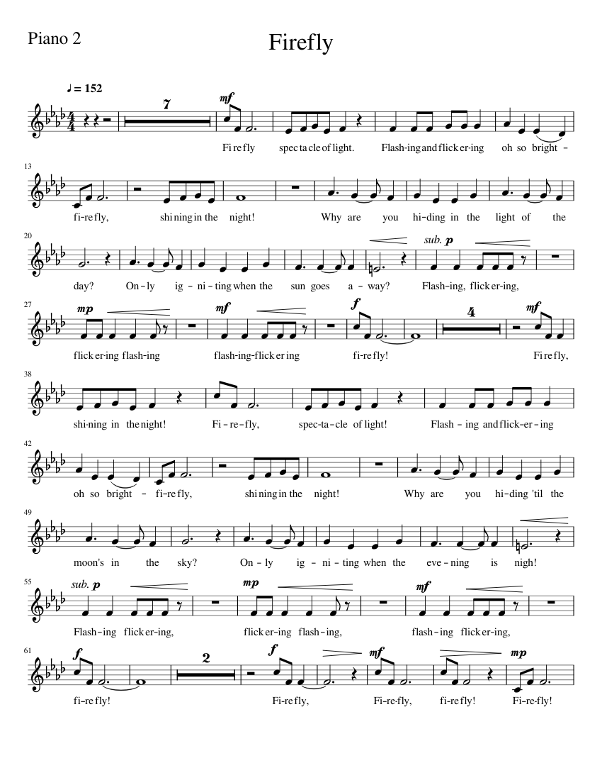 Firefly Part 2 Sheet music for Piano (Solo) | Musescore.com