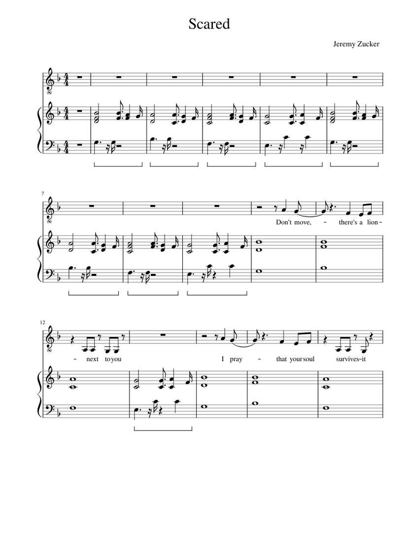Scared- Jeremy Zucker Sheet music for Piano, Vocals (Piano-Voice ...