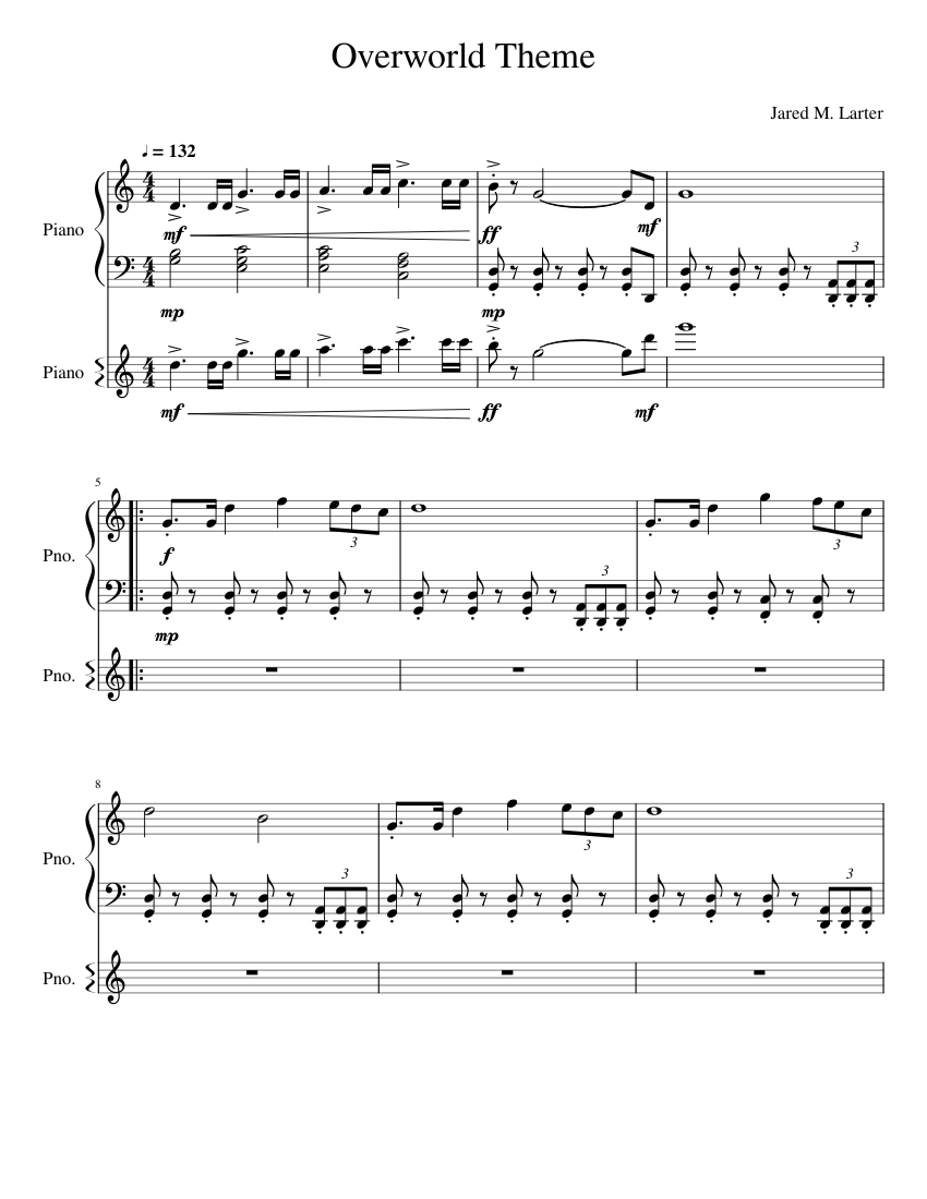 Overworld Theme Sheet music for Piano (Piano Duo) | Musescore.com
