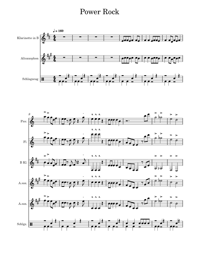 Power Rock Sheet music for Piano, Flute piccolo, Saxophone other ...
