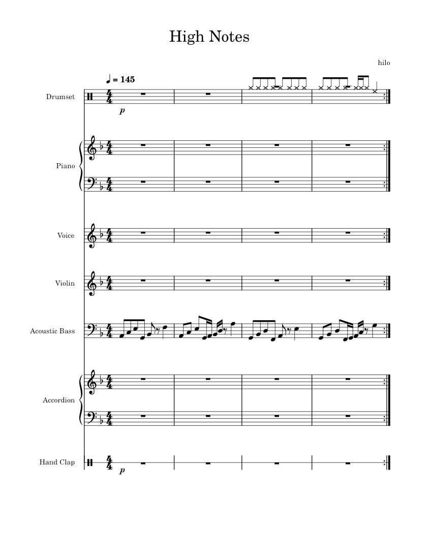 High Notes - hilo Sheet music for Piano, Accordion, Vocals, Violin ...