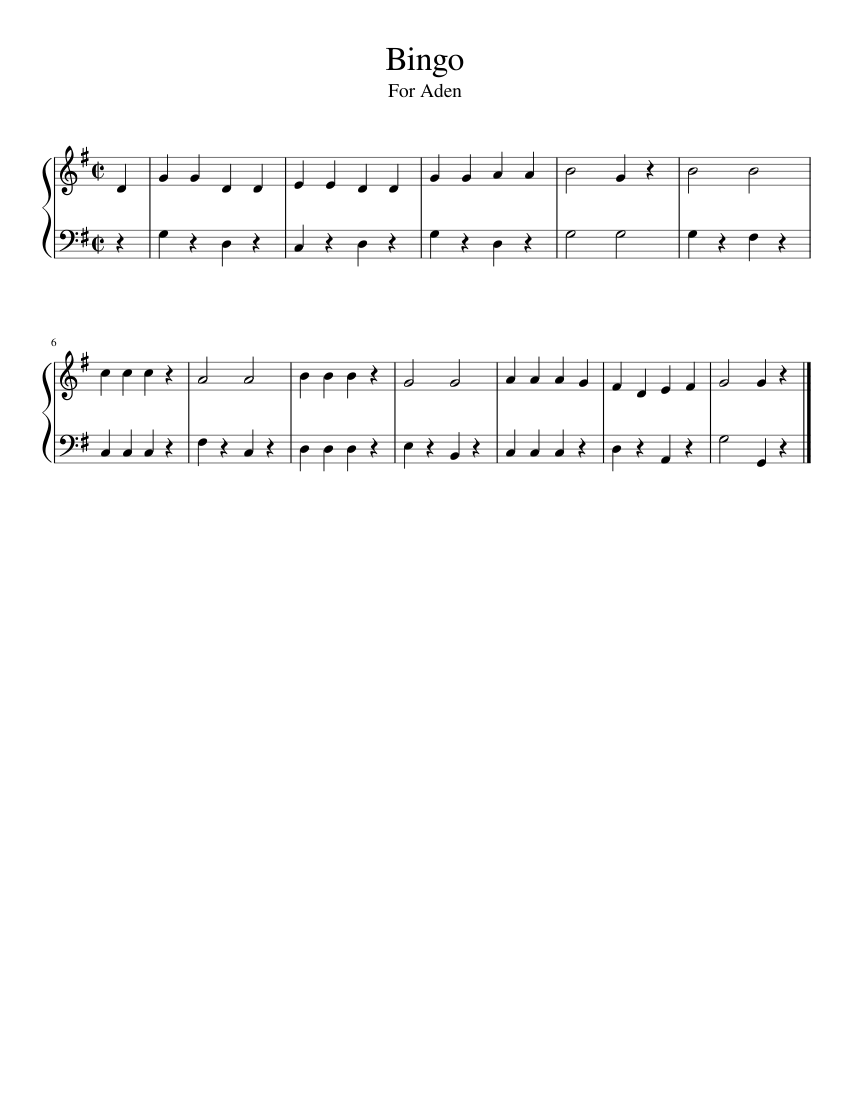 Bingo Sheet music for Piano (Solo) | Musescore.com