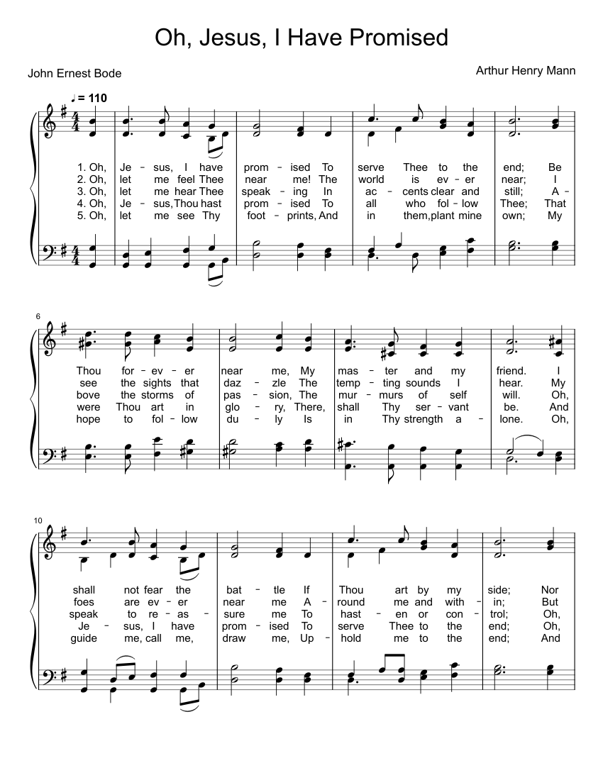 Oh, Jesus, I Have Promised Sheet music for Piano (Solo) Easy ...