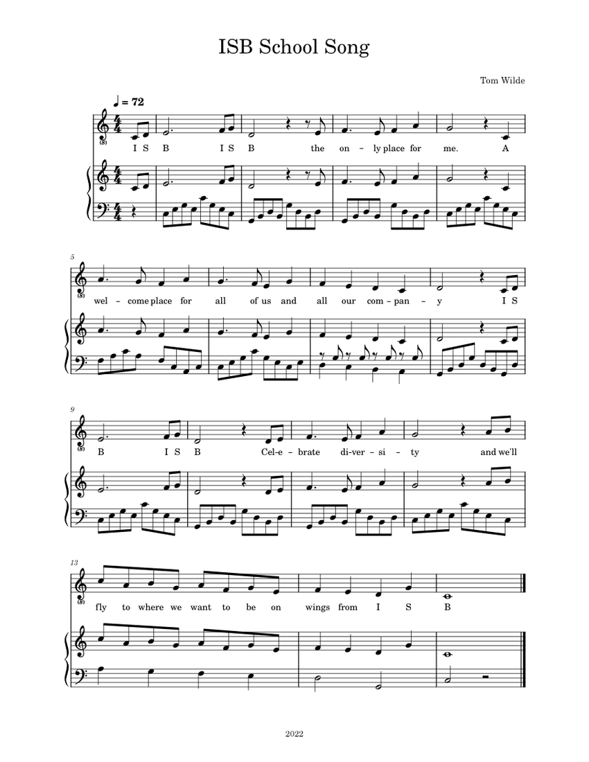 ISB_School_Song Sheet music for Piano, Vocals (Choral) | Musescore.com