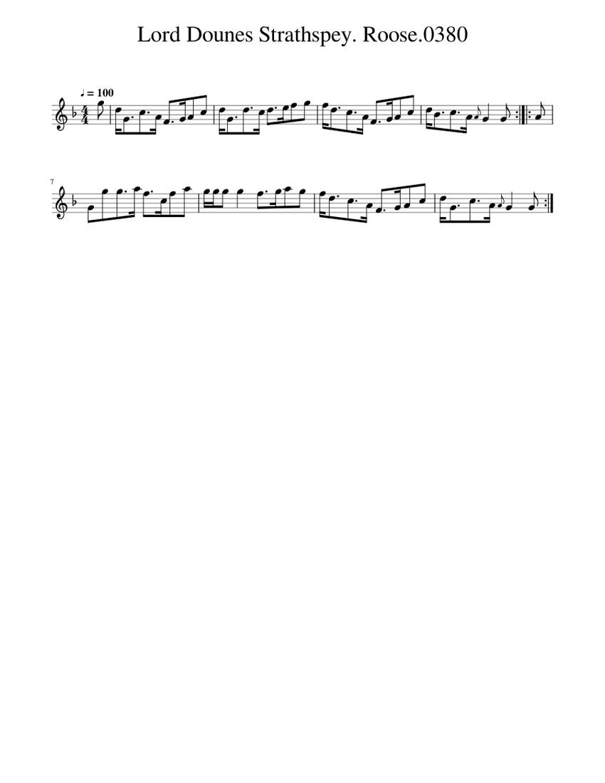 Lord Dounes Strathspey. Roose.0380 Sheet music for Piano (Solo ...