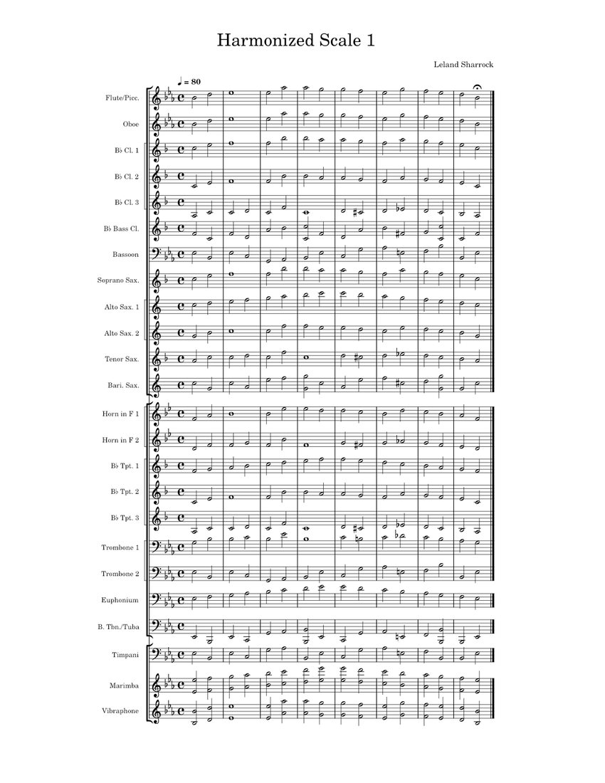 Harmonized Scale 1 Sheet music for Trombone, Euphonium, Tuba, Flute ...