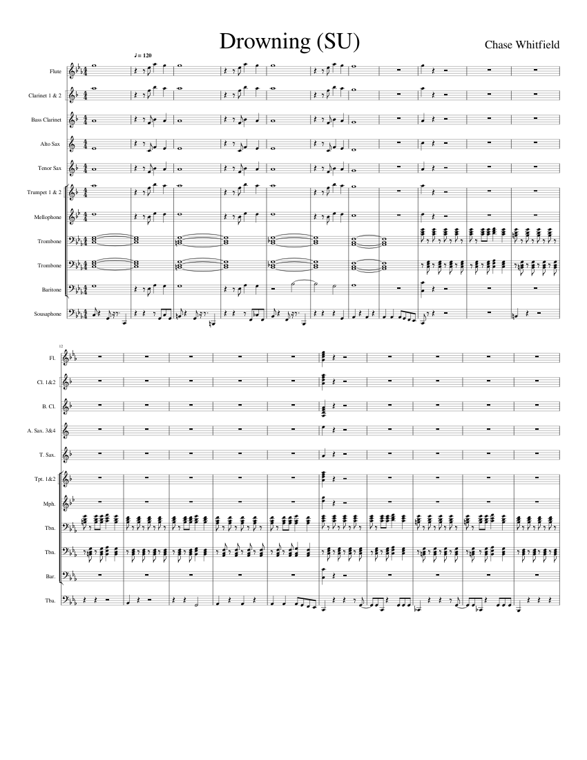 Drowning (southern) Sheet music for Trombone, Tuba, Flute, Clarinet in b-flat & more instruments ...