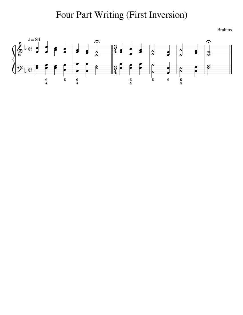 Four_Part_Writing_First_Inversion Sheet music for Piano (Solo ...