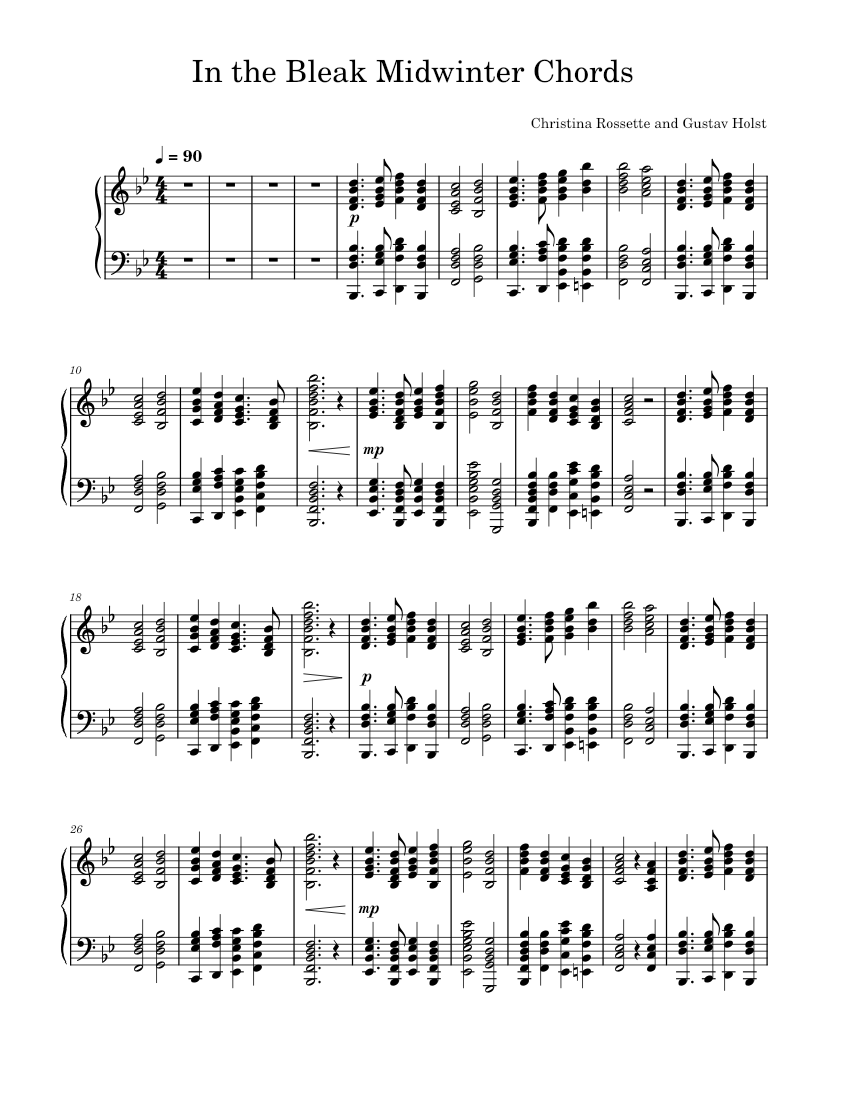 In the bleak midwinter – Gustav Holst Piano Chords Sheet music for ...
