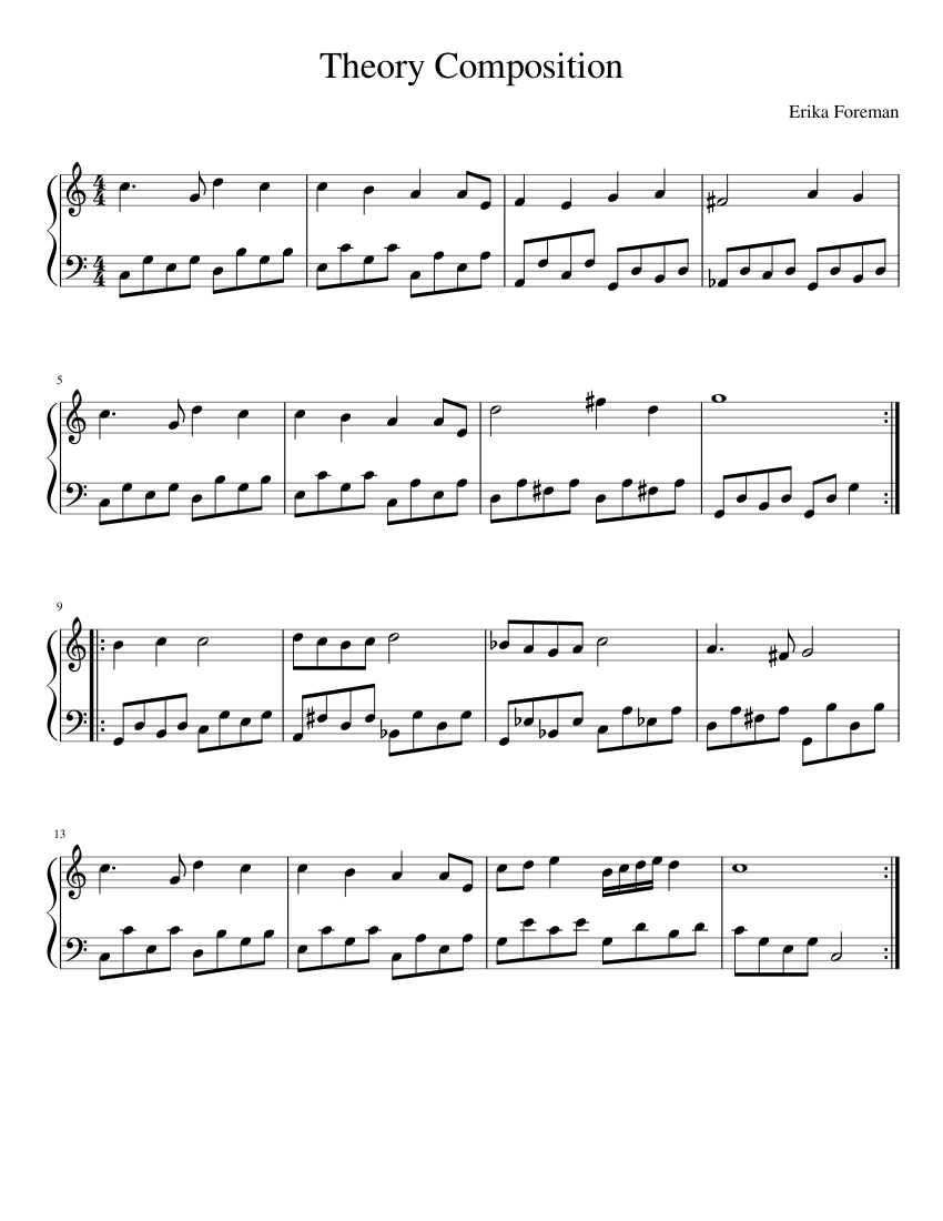 Theory Composition Sheet music for Piano (Solo) Easy | Musescore.com