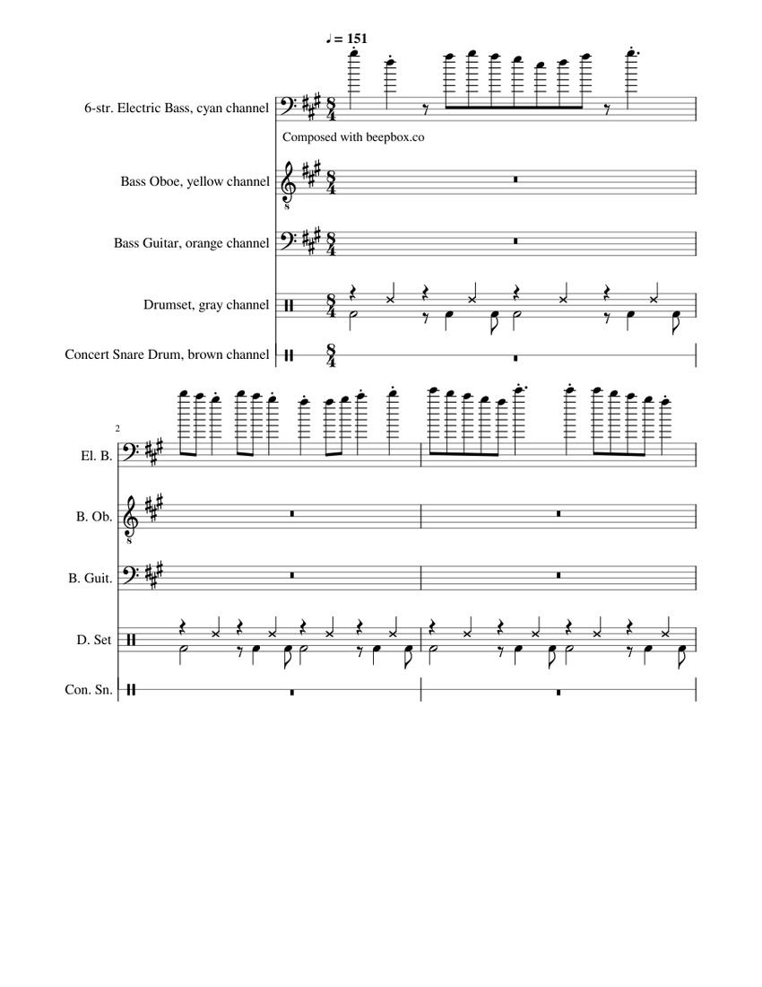 Sheeting Grounds Sheet music for Oboe, Snare drum, Bass guitar, Drum ...