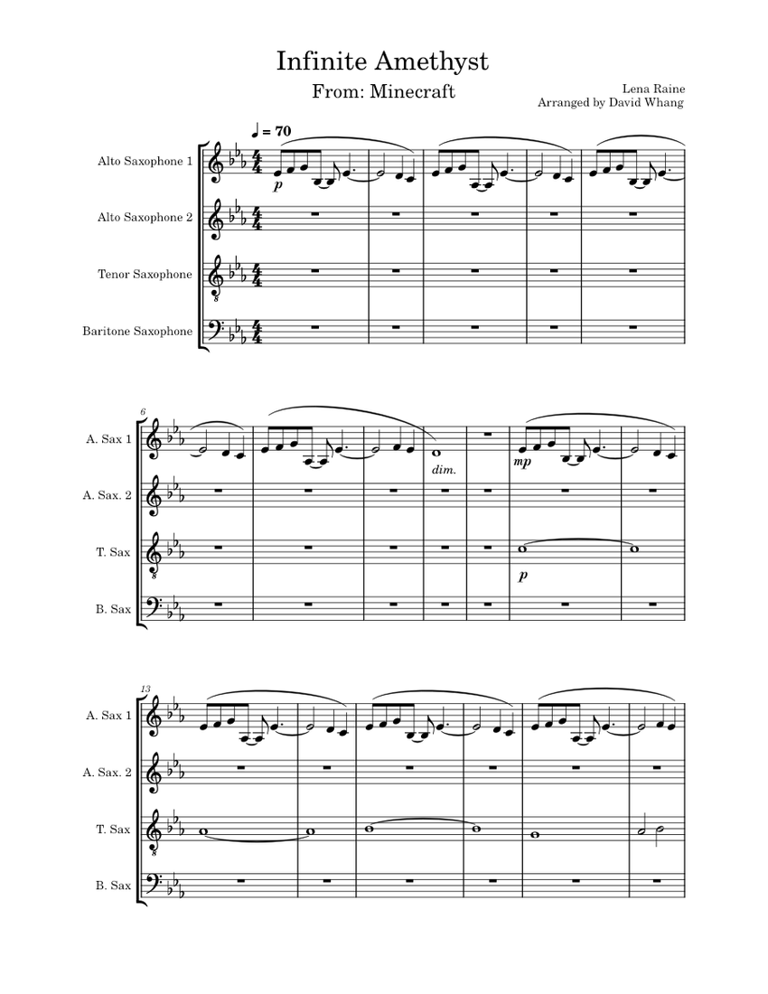 Infinite Amethyst | Lena Raine | A Saxophone Arrangment Sheet music for ...