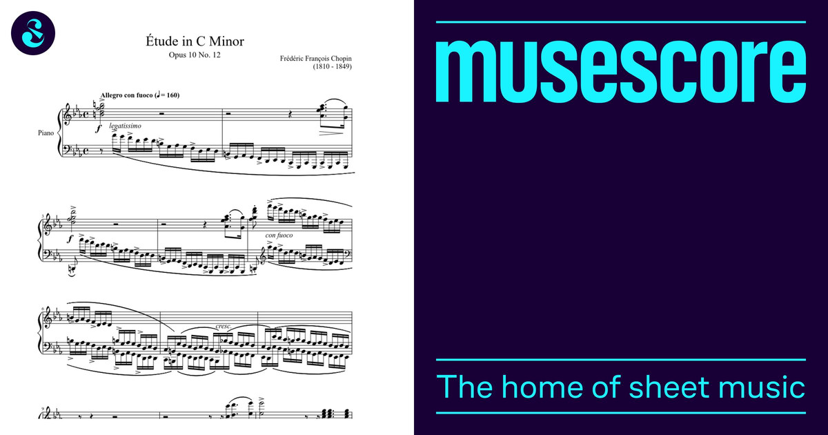 Étude Opus 10 No. 12 in C Minor Sheet Music for Piano (Solo ...