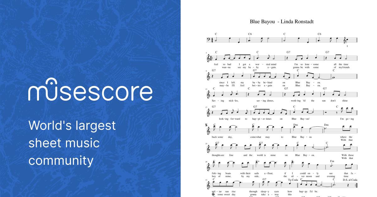 Blue Bayou - Linda Ronstadt Sheet Music with Chords for Piano (Solo ...