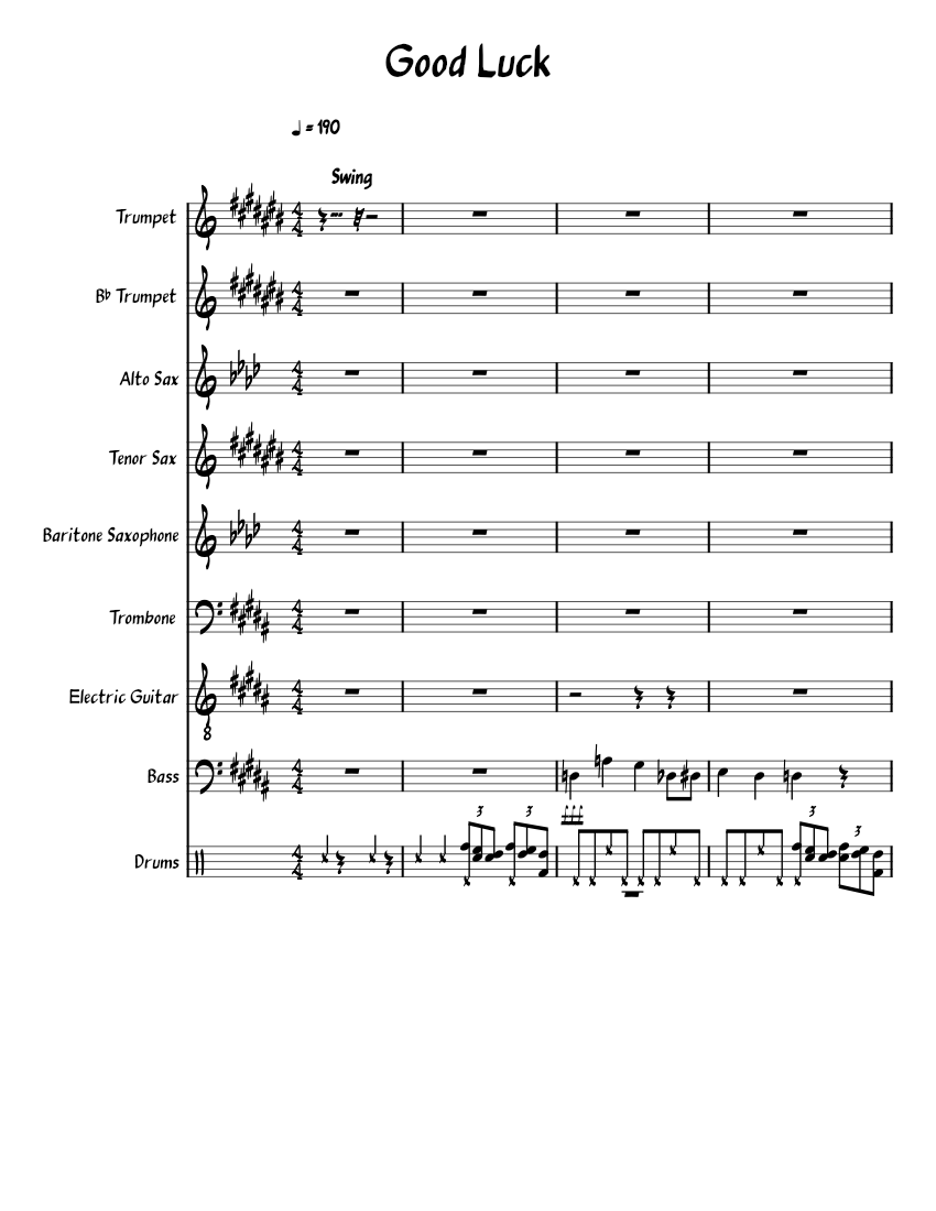 Good Luck Sheet music for Trombone, Saxophone alto, Saxophone tenor ...