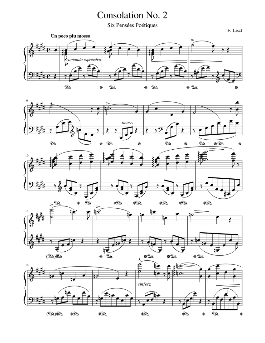 Consolations, S.172 – Franz Liszt Consolation No. 2 – Franz Liszt ...