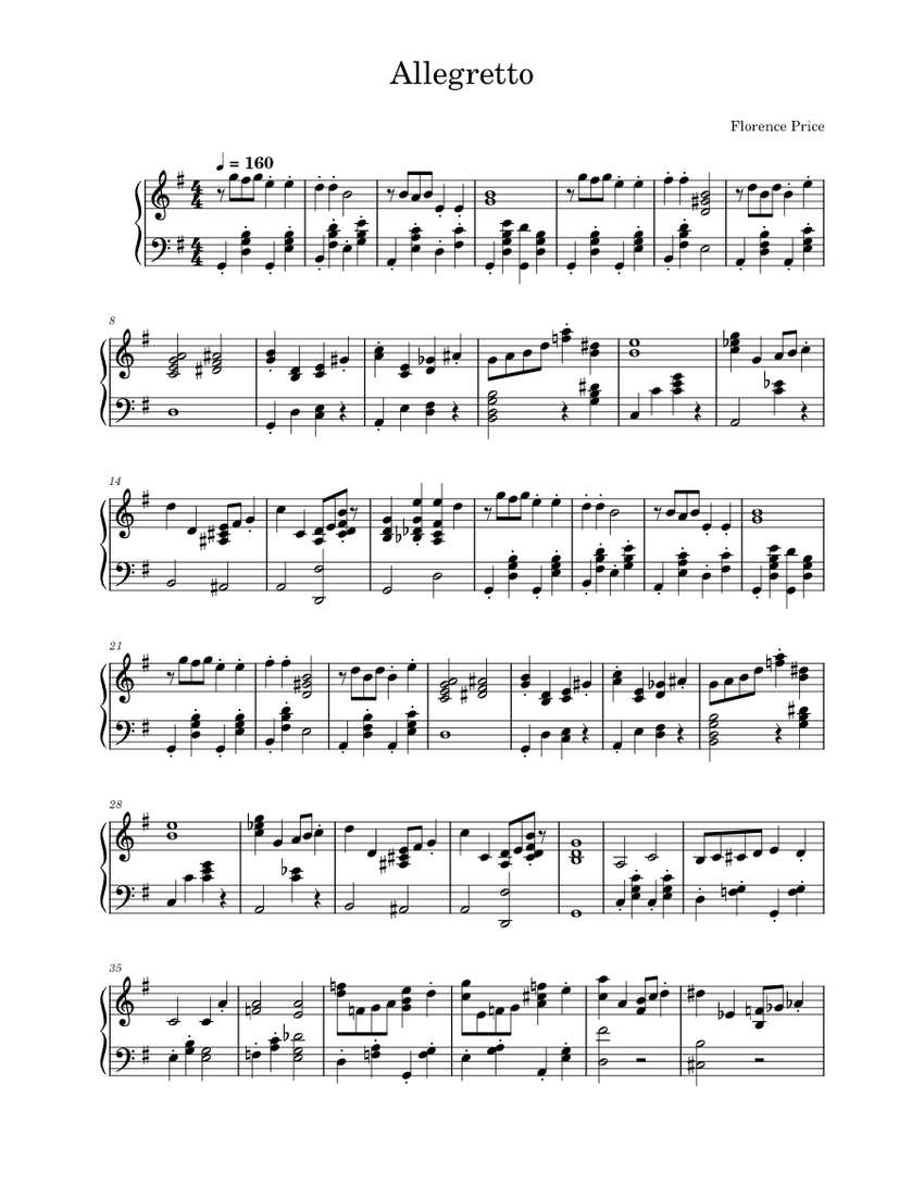 Allegretto - Florence Price Sheet Music for Piano (Solo) | MuseScore.com