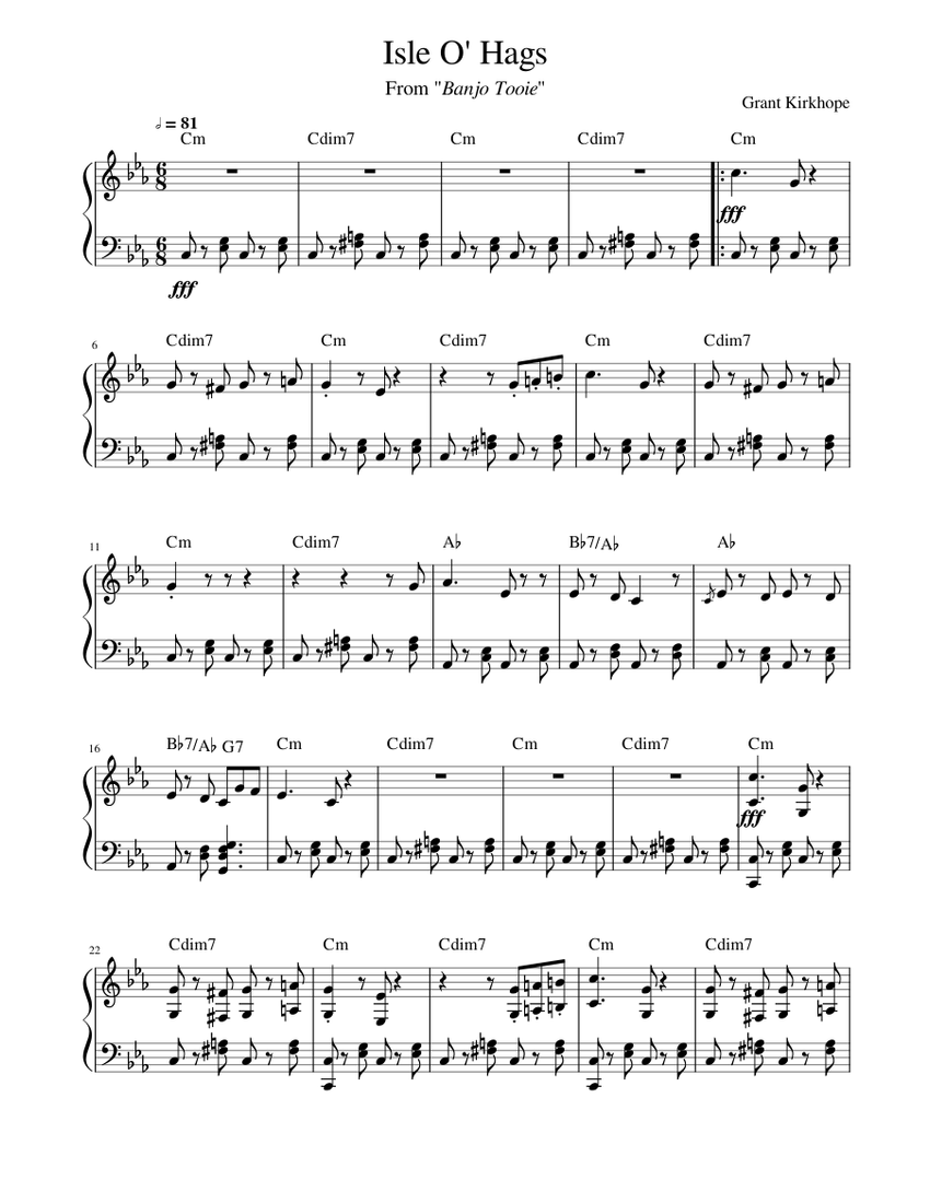 Isle O' Hags (Banjo Tooie) Sheet Music with Chords for Strings group ...