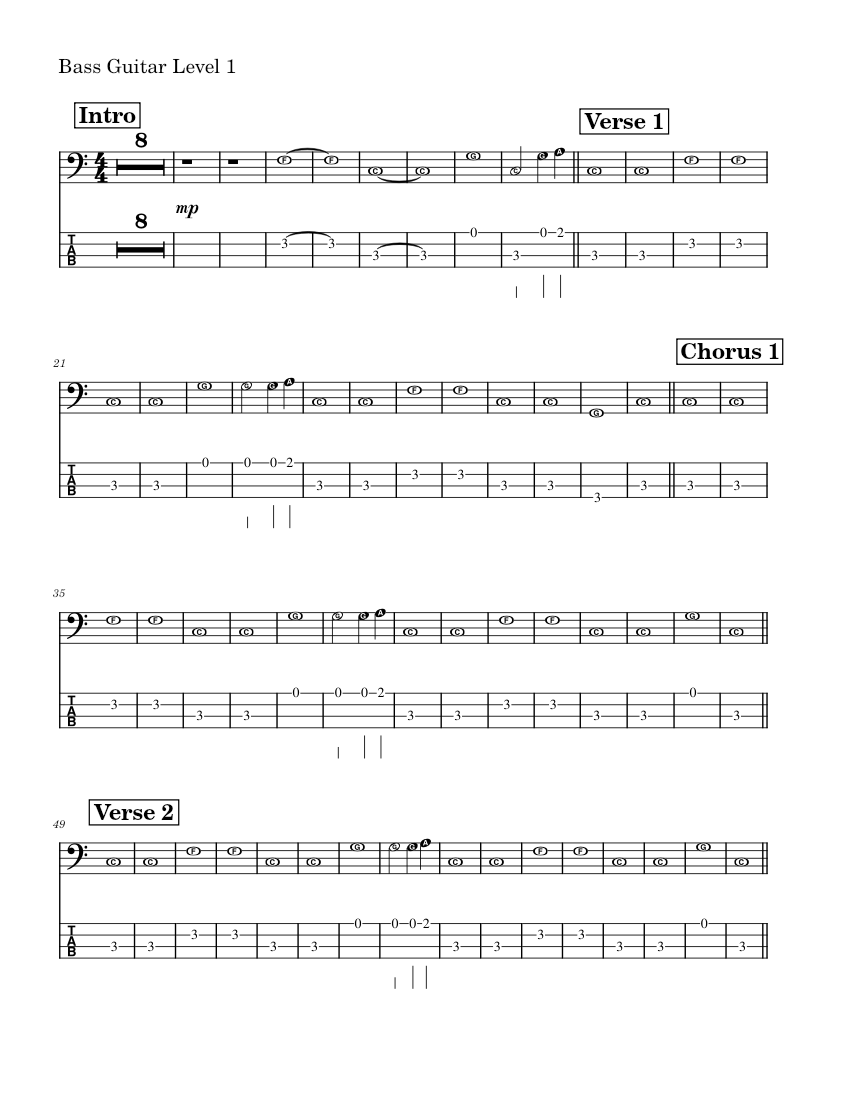 Lean On Me-Bass Guitar Level 1 Sheet music for Bass guitar (Solo ...