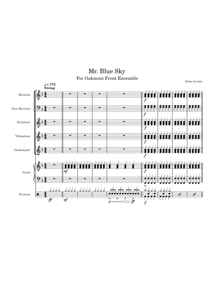 Mr. Blue Sky – Electric Light Orchestra Mr. Blue Sky for Front ensemble ...
