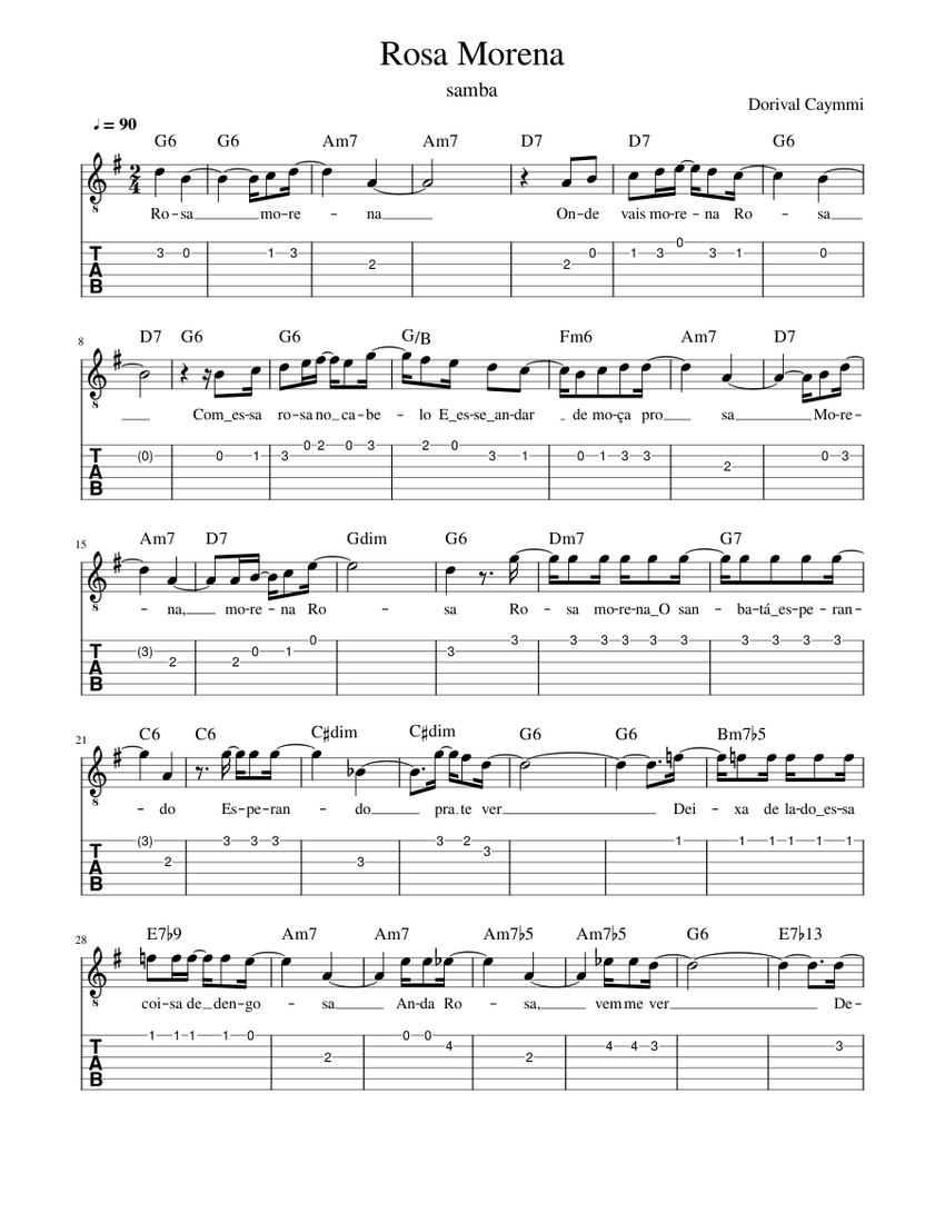 Rosa Morena Sheet Music and Tab with Chords for Guitar (Solo ...