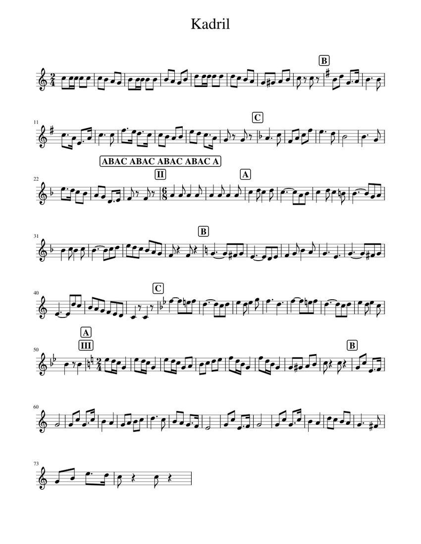 Kadril Sheet music for Piano (Solo) | Musescore.com