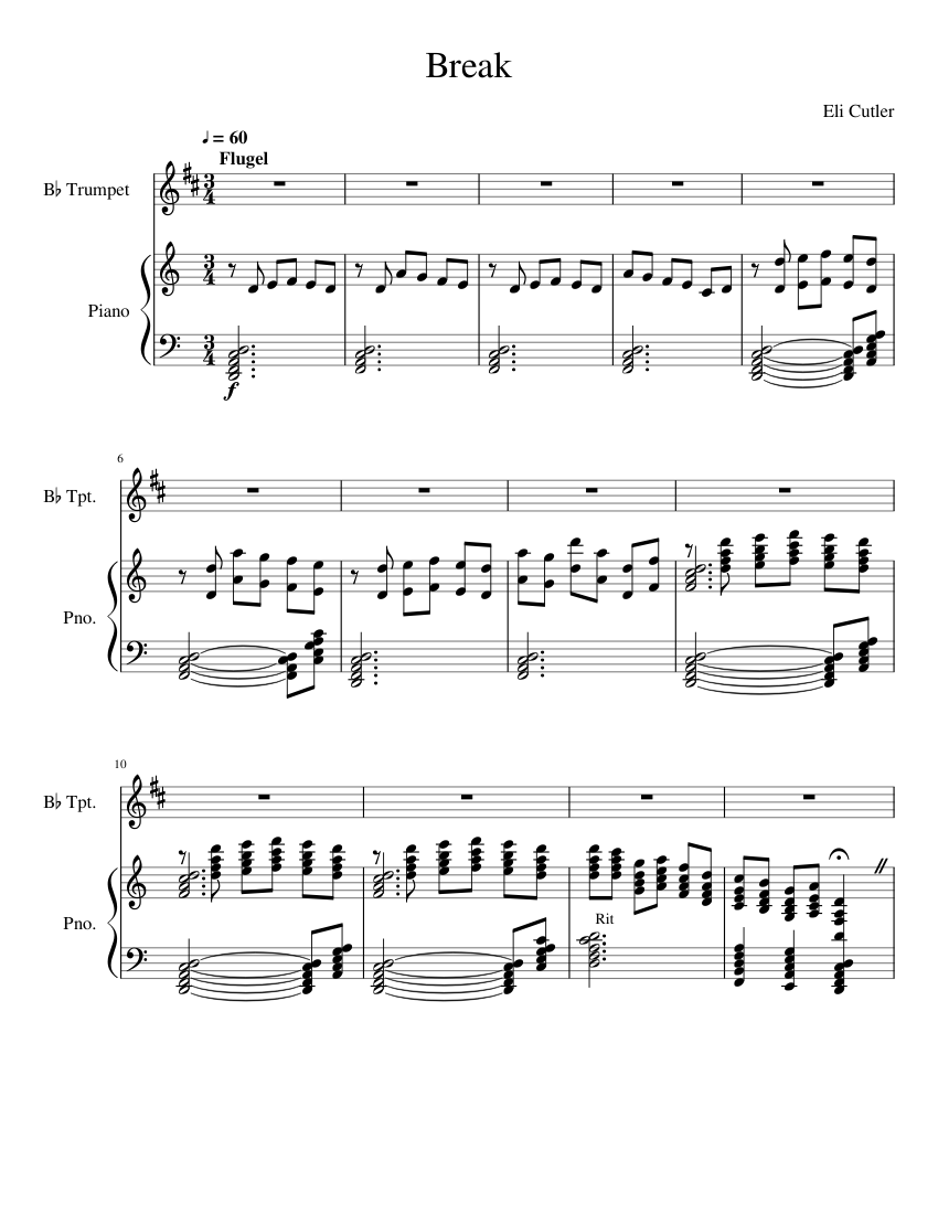 Break Sheet music for Piano, Trumpet in b-flat (Solo) | Musescore.com