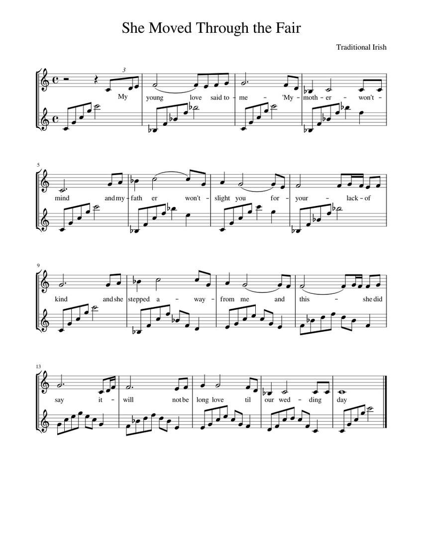 She Moved Through the Fair Sheet music for Piano (Solo) Easy ...