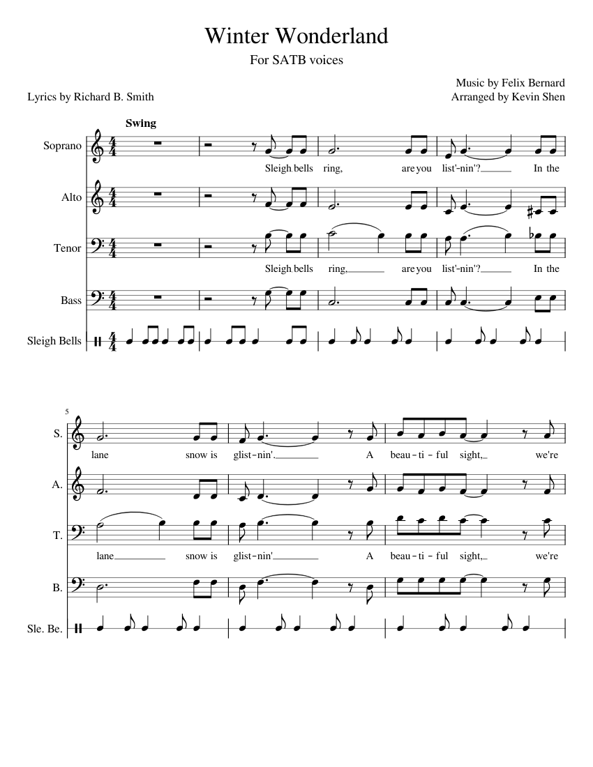 Winter Wonderland CUT Sheet music for Piano, Alto, Bass voice, Mezzo ...