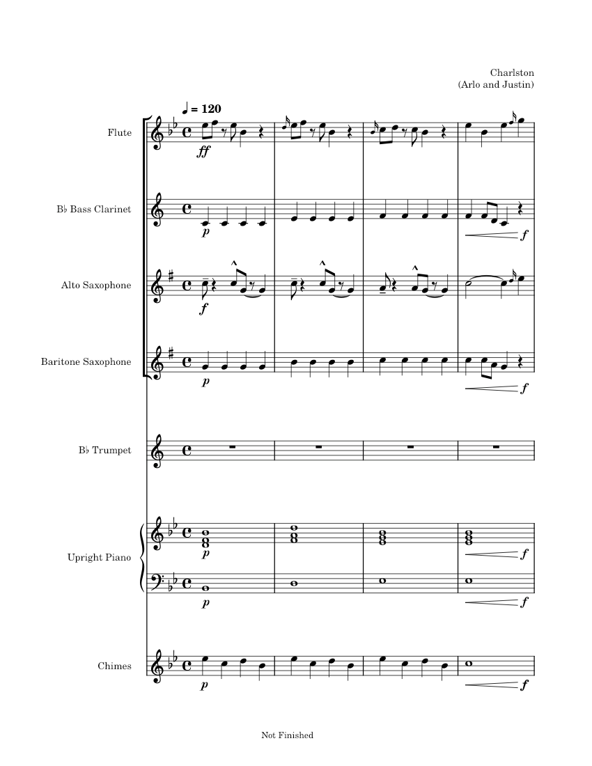 christmas song Sheet Music for Piano, Flute, Clarinet bass, Saxophone ...
