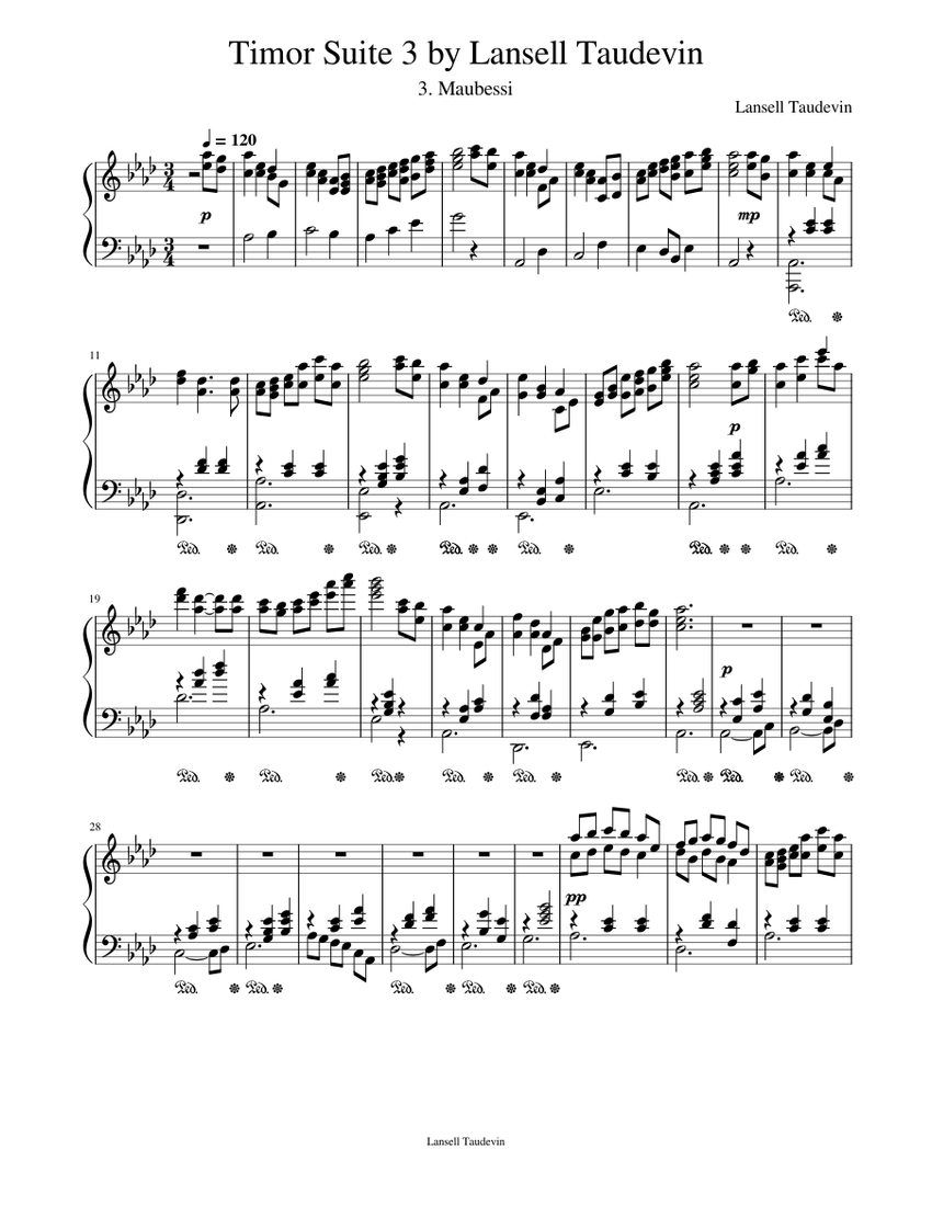 Timor Suite 3 by Lansell Taudevin Sheet music for Piano (Solo ...