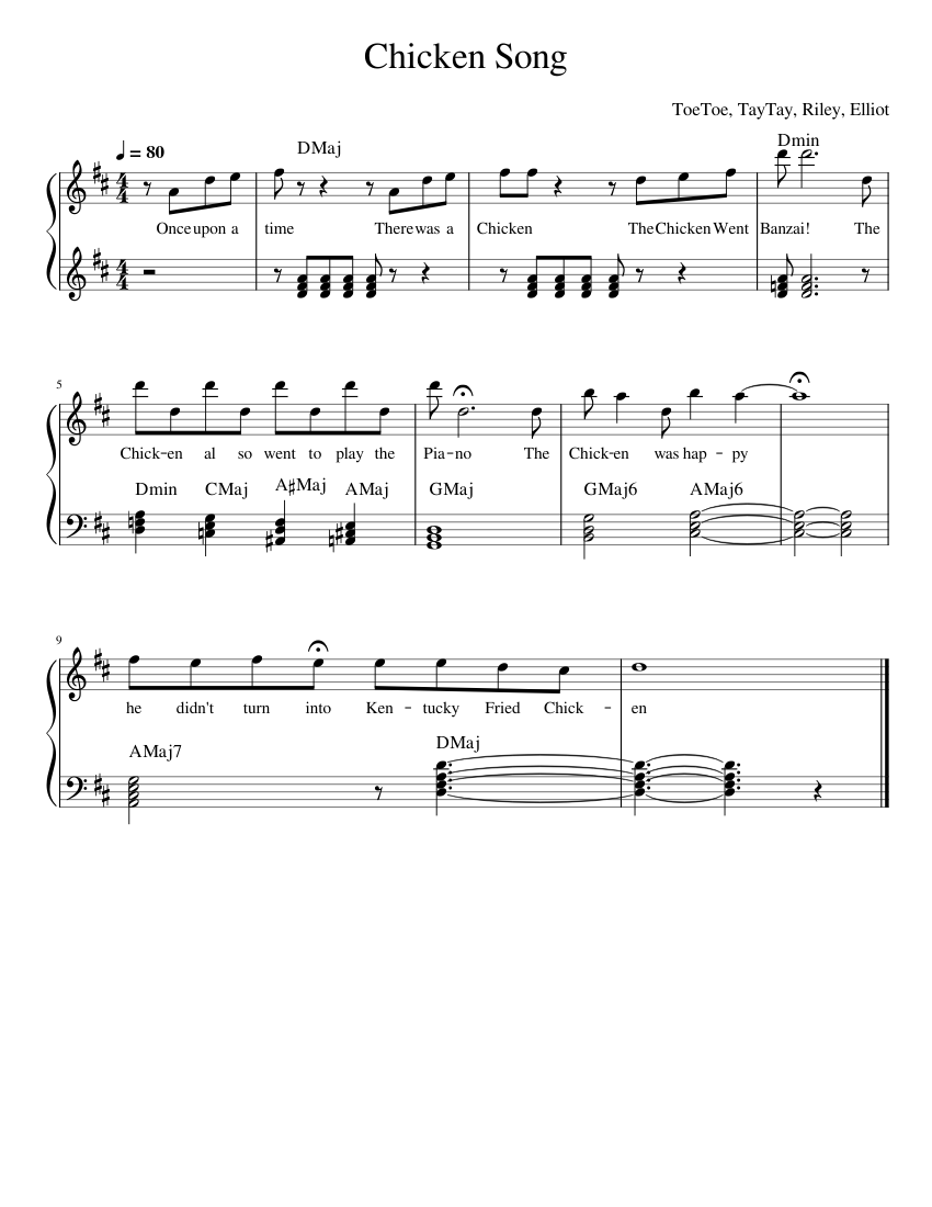 Chicken Song Sheet music for Piano (Solo) Easy | Musescore.com