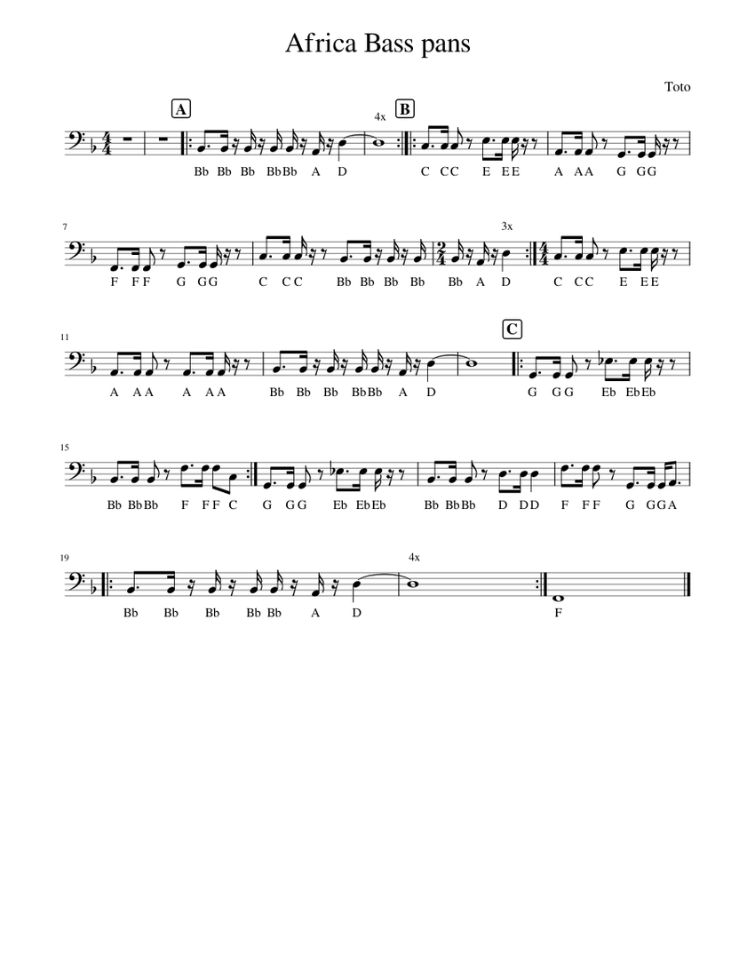 Africa Bass pans Sheet music for Piano (Indoor Percussion Ensemble ...