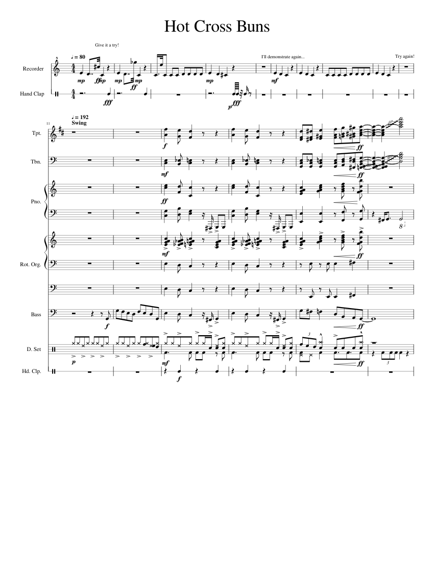 Hot Cross Buns Sheet Music for Piano, Trombone, Organ, Flute & more ...