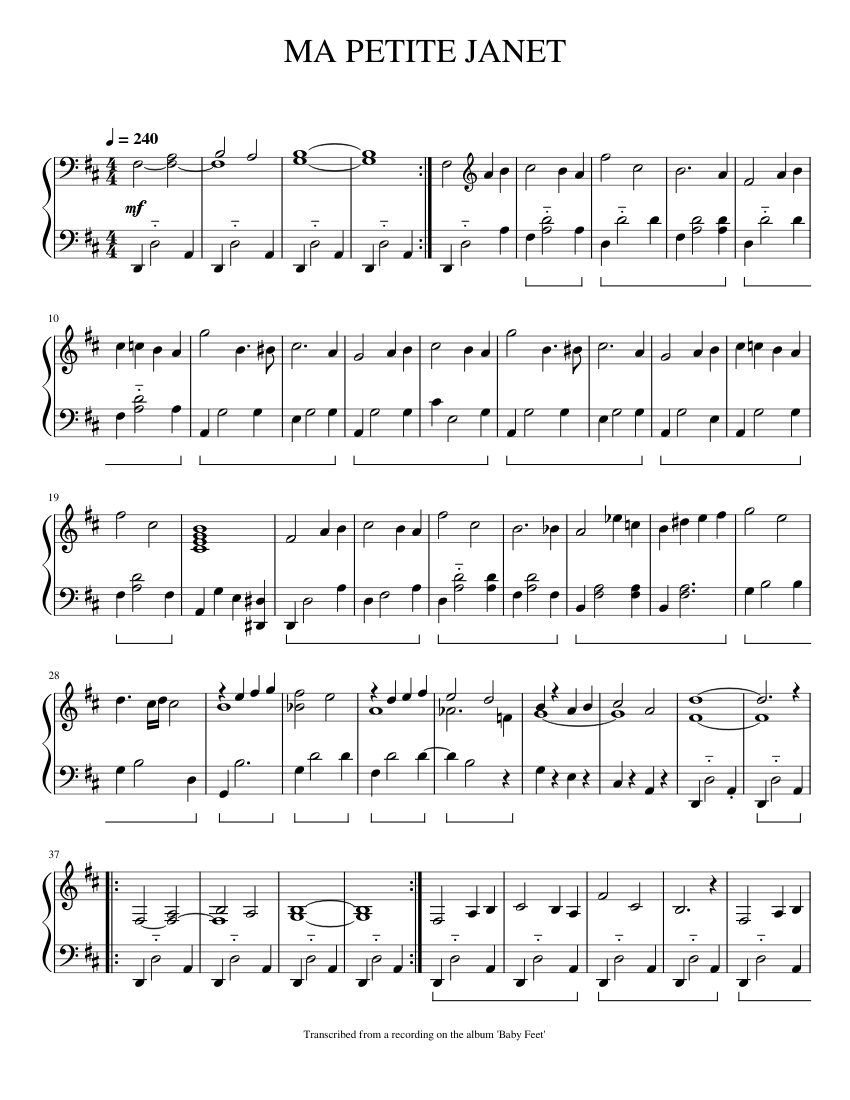 Ma Petite Janet – Anthony James Murphy Ma Petite Janet Sheet music for ...