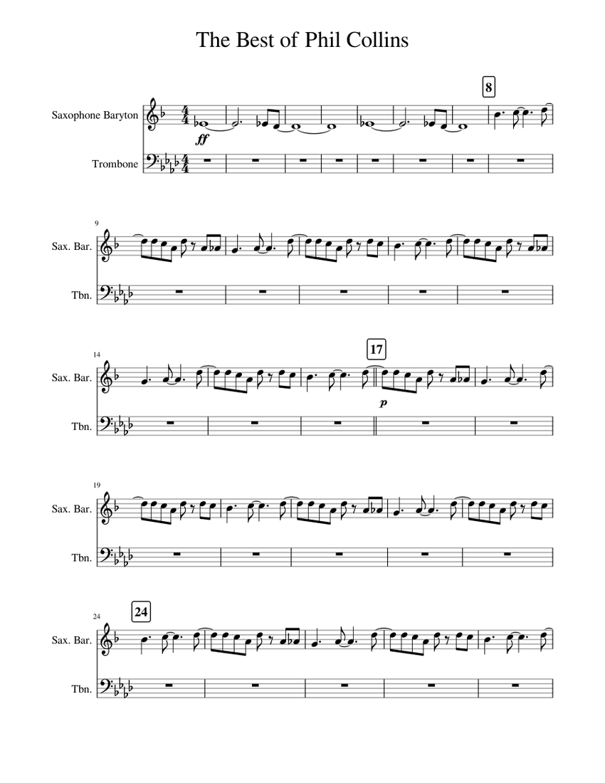 The Best of Phil Collins Sheet music for Trombone, Saxophone baritone ...