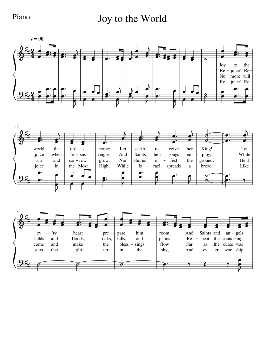 Joy to the World (Piano) Sheet Music for Piano (Solo) easy | MuseScore.com