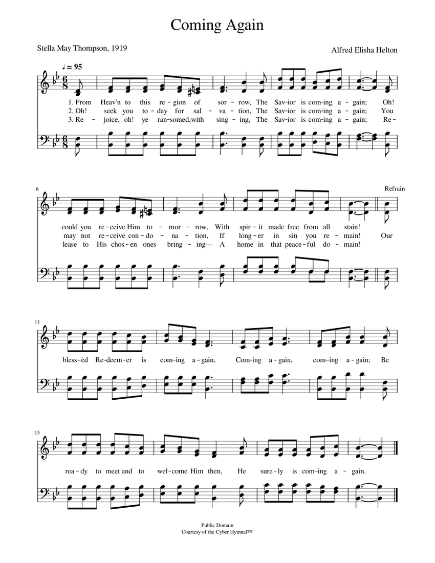 Coming again (thompson) - Alfred E. Helton Sheet music for Piano (Piano ...