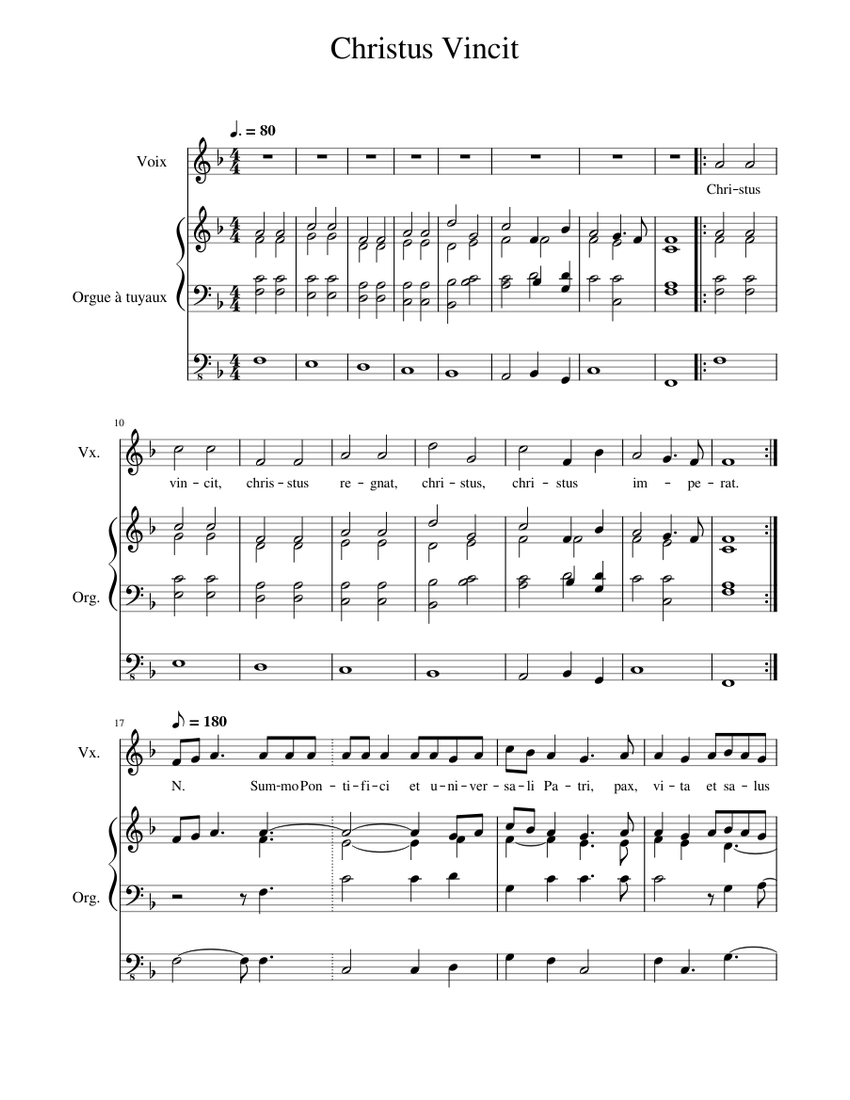 Christus Vincit Sheet Music for Organ, Vocals (Church Choir ...