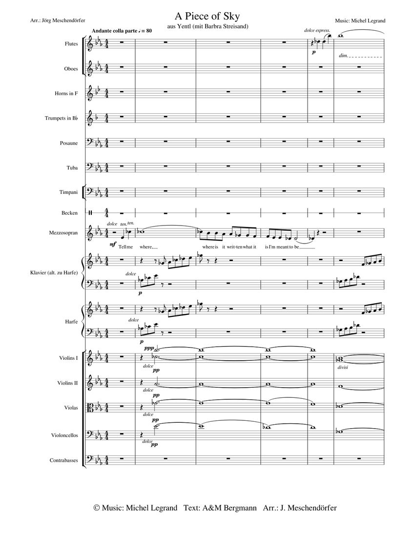 A Piece of Sky from "Yentl" with Barbra Streisand - Michel Legrand ...