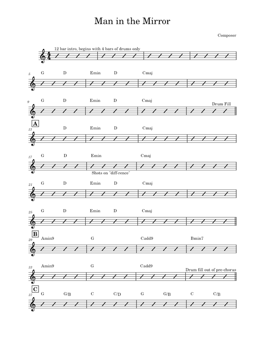 Man in the mirror – Michael Jackson Man in the Mirror Sheet Music with ...