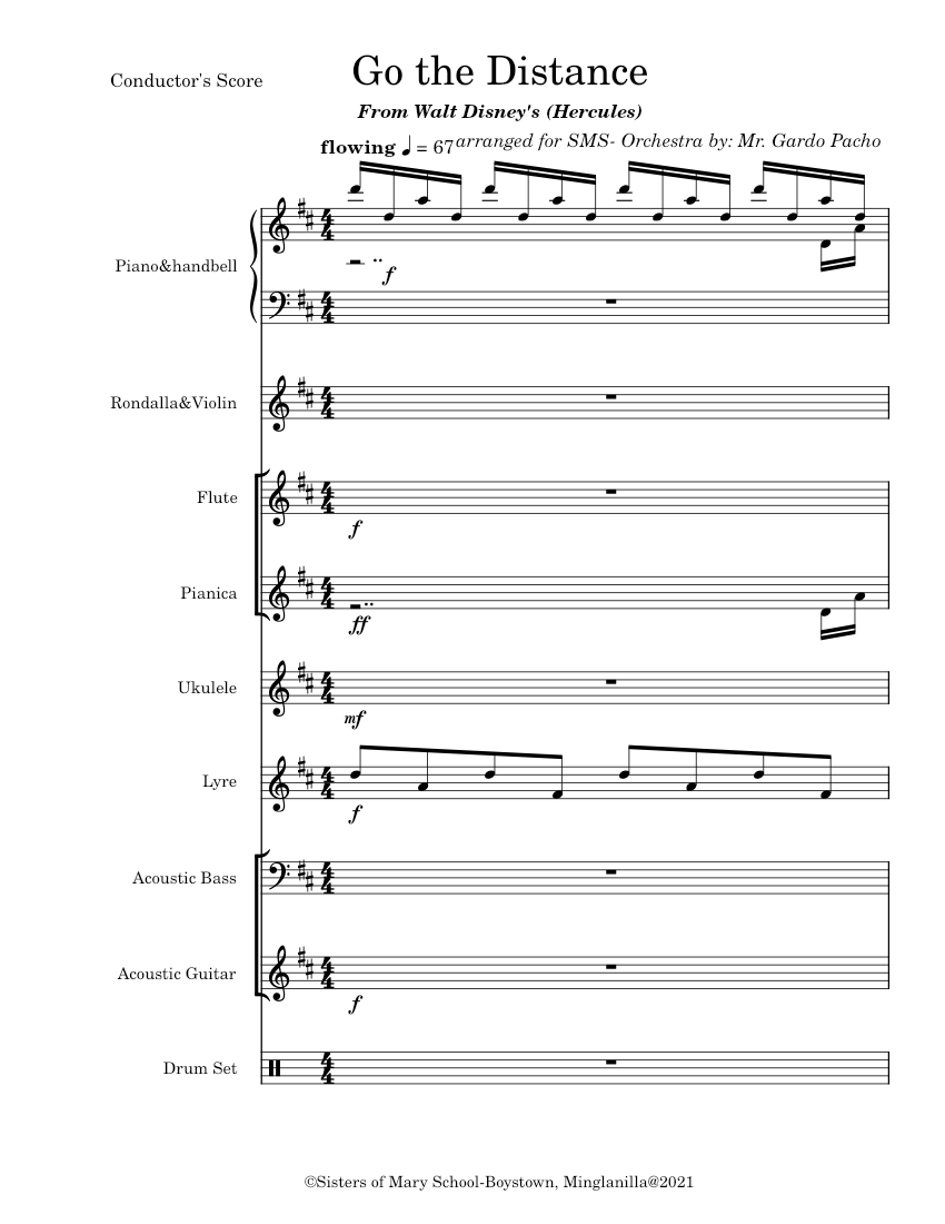 Go The Distance – Alan Menken Go the Distance arranged for SMS ...