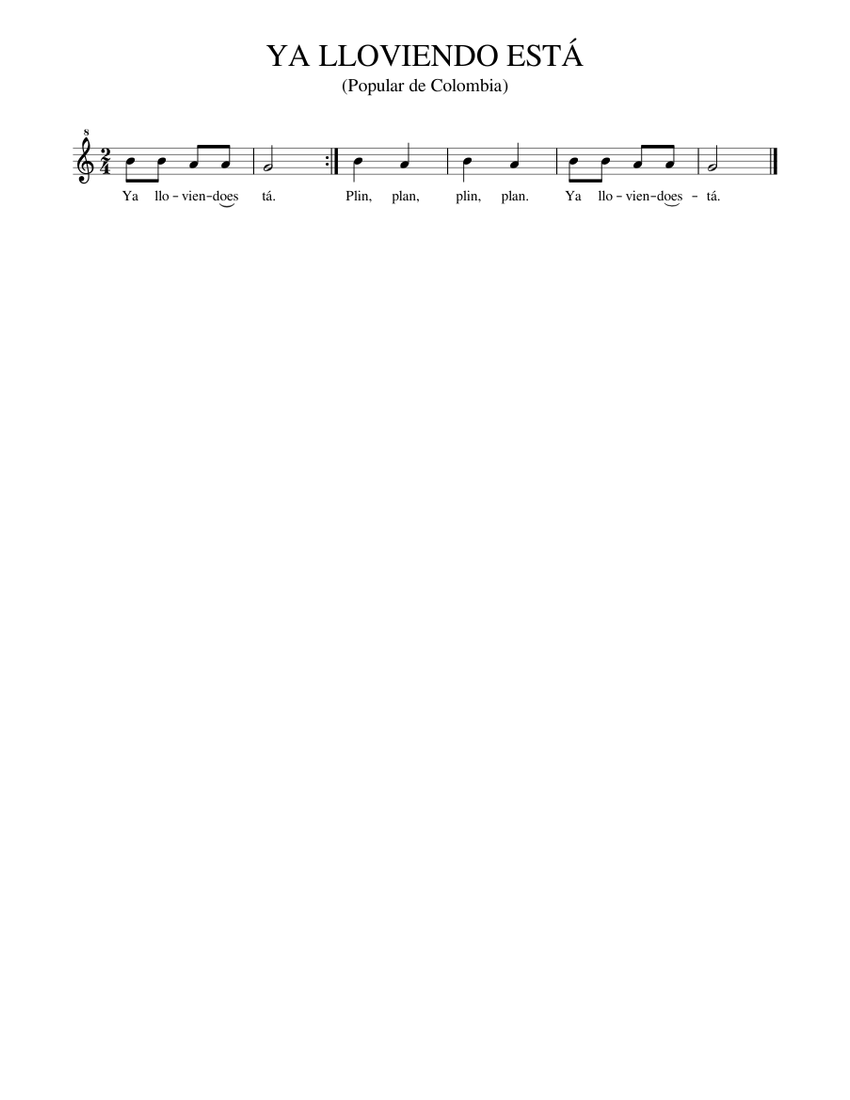 Ya lloviendo está MUSE Sheet music for Recorder (Solo) | Musescore.com